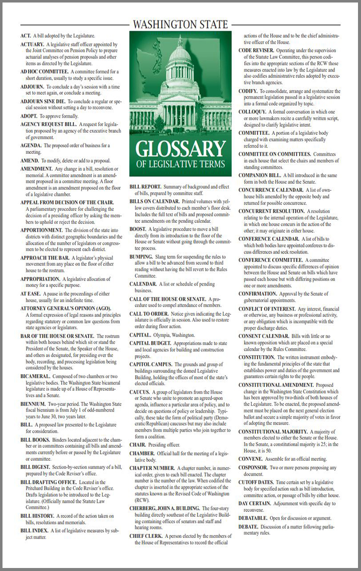 Glossary of Legislative Terms