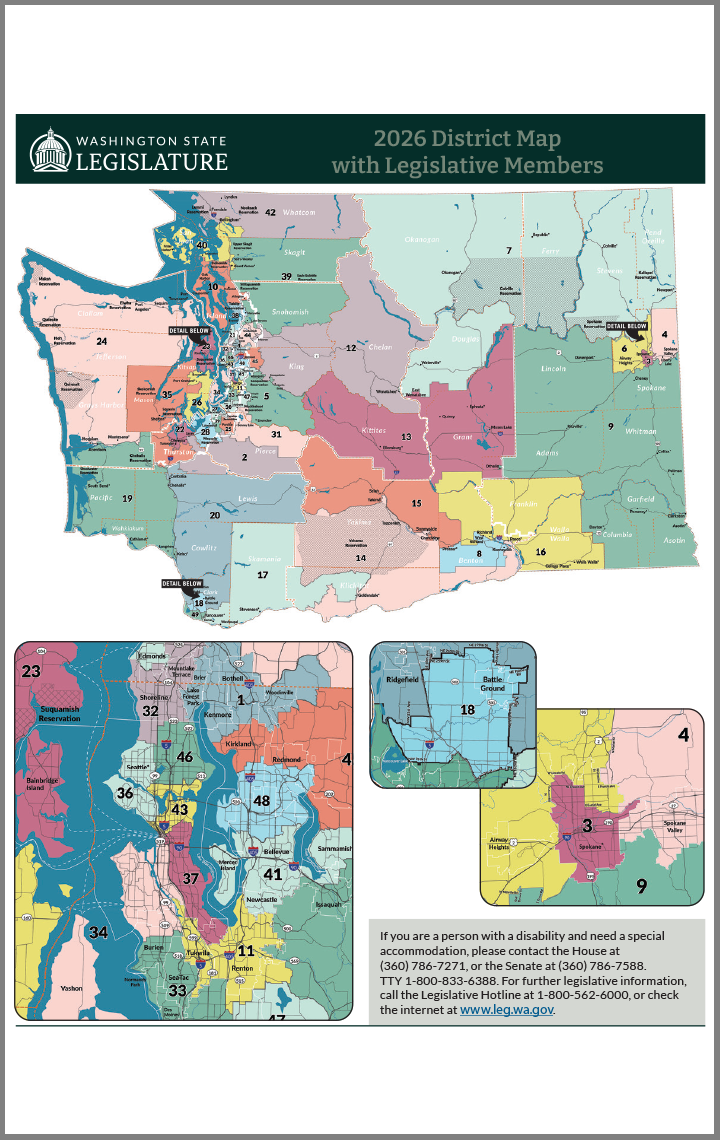 District Map with Legislative Members 8.5" x 11" 2026